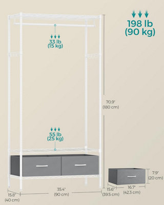 SONGMICS Portable Wardrobe Rack, Durable Clothes Rack with Shelf, 2 ...