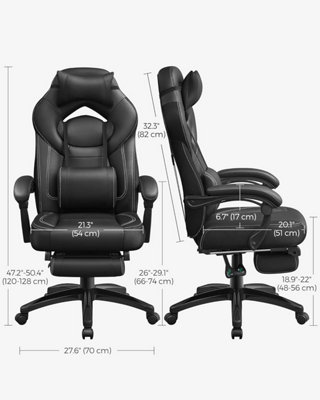 SONGMICS Pro Gaming Seat, Racing Style Chair with Comfort Support ...