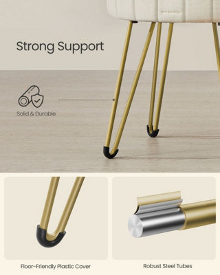 SONGMICS Round Ottoman, Velvet Storage Stool with Metal Legs, Suitable ...