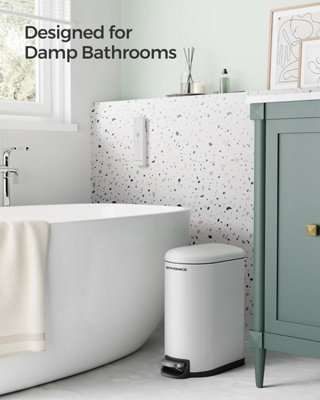 SONGMICS Rubbish Bin, Small Trash Bin, Bathroom Bin, Steel, Removable Inner Bucket, Slow Closure ...