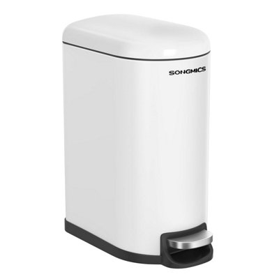SONGMICS Rubbish Bin Small Trash Bin Bathroom Bin Steel Removable Inner Bucket Slow Closure for Narrow