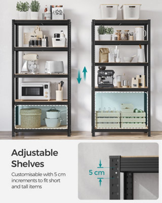 SONGMICS Set of 2 Heavy Duty Shelving Units, Steel Shelving Unit, 5 ...