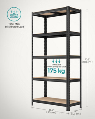 SONGMICS Set of 2 Heavy Duty Shelving Units, Steel Shelving Unit, 5 ...