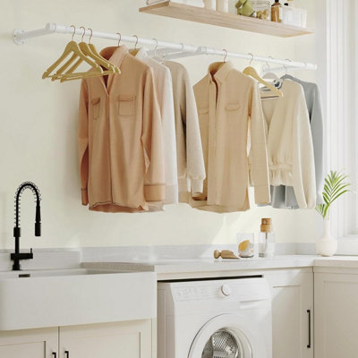 SONGMICS Set of 2 Wall-Mounted Clothes Rail, Wall Clothes Rail ...