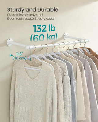 SONGMICS Set of 2 Wall-Mounted Clothes Rail, Wall Clothes Rail ...