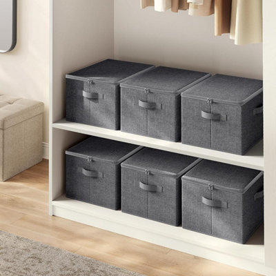SONGMICS Set of 6 Foldable Storage Bins, Organiser Boxes with Lids and ...