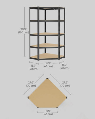 SONGMICS Shelving Unit, Corner Shelf 5-Tier, Heavy Duty Metal Units for ...