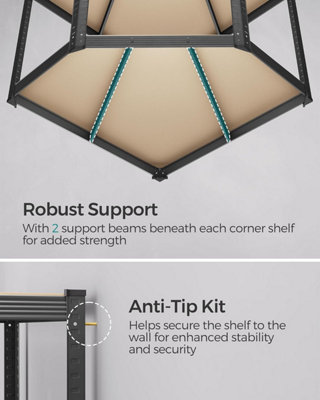 SONGMICS Shelving Unit, Corner Shelf 5-Tier, Heavy Duty Metal Units for ...