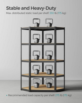 SONGMICS Shelving Unit, Corner Shelf 5-Tier, Heavy Duty Metal Units for ...