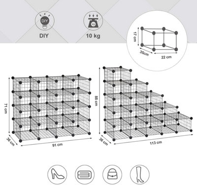 SONGMICS Shoe Cabinet Modular Mesh Panel Organizer for Entryway Hallway ...