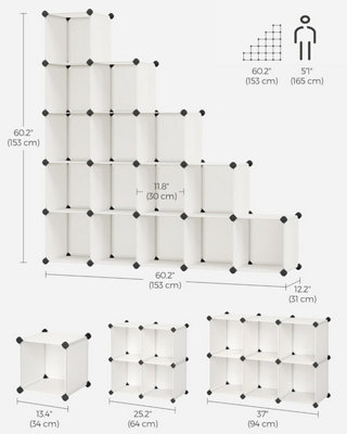 SONGMICS Shoe Rack, 16 Cubes, Modular Storage Unit, DIY Shelving ...