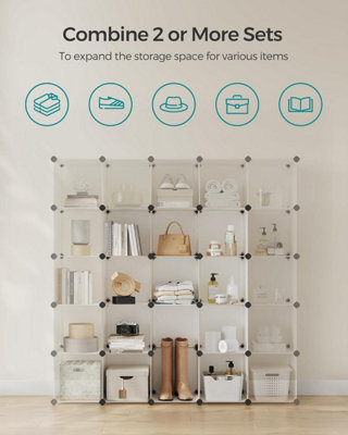 SONGMICS Shoe Rack, 16 Cubes, Modular Storage Unit, DIY Shelving ...