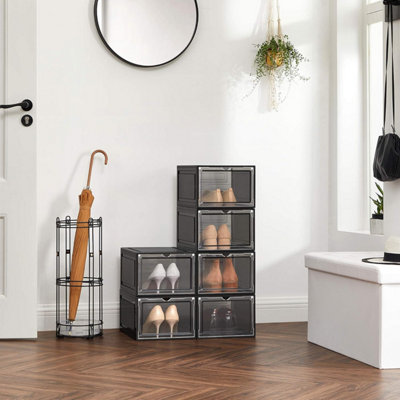 SONGMICS Shoe Storage, Six-Pack Clear Door Organizers with Easy-Stack ...