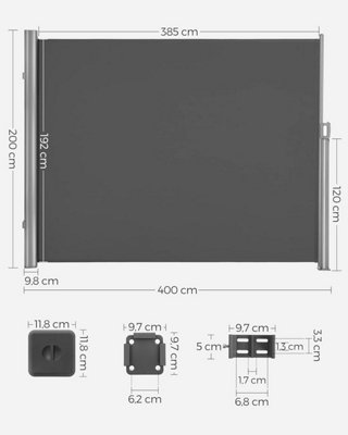 SONGMICS Side Blind, Retractable Privacy Screen for Outdoor Areas ...