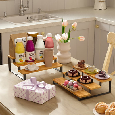 SONGMICS Spice Rack, Set of 2 Cabinet Shelf Organisers, 3-Tier ...