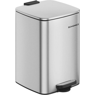 SONGMICS Steel Kitchen Waste Bin, Pedal Trash Can, Includes Inner ...