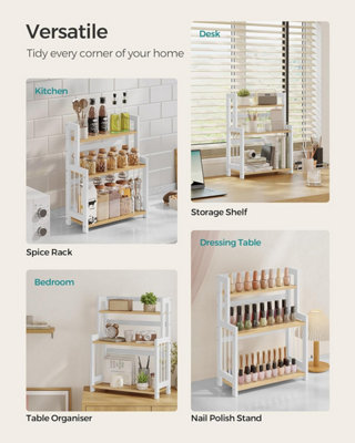 SONGMICS Three-Level Display Rack, Bamboo Frame Organizer for Various ...