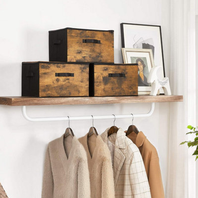 SONGMICS Three-Piece Storage Set, Lidded Fabric Containers with Handle ...