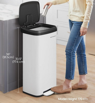 SONGMICS Trash Can, Metal Garbage Bin with Pedal, Waste Bin, Tall and ...