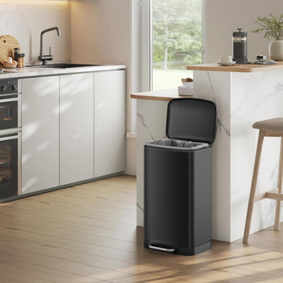 SONGMICS Trash Can, Rubbish Bin, Pedal Operated, with Airtight Lid and ...
