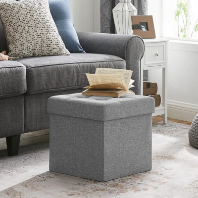 SONGMICS Versatile Bench with Storage, Plush Ottoman featuring Lid ...