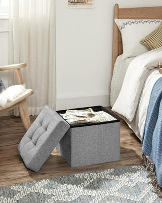 SONGMICS Versatile Bench with Storage, Plush Ottoman featuring Lid ...