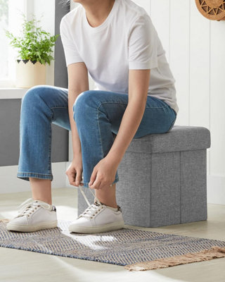 SONGMICS Versatile Bench with Storage, Plush Ottoman featuring Lid ...
