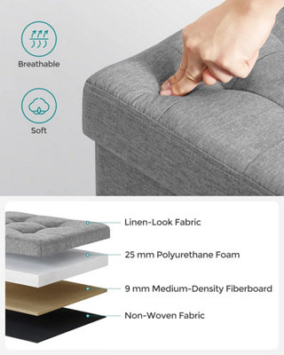 SONGMICS Versatile Bench with Storage, Plush Ottoman featuring Lid ...