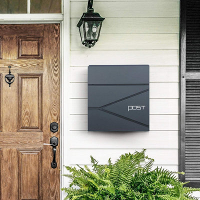 SONGMICS Wall-Fixed Post Box, Includes Keys and Newspaper Holder ...