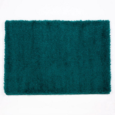 Sophia 120x170cm Teal Polyester Shaggy Rug | DIY at B&Q