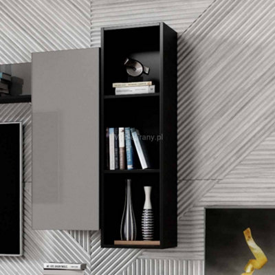 Sophisticated Black Helio 87 Hanging Bookcase, Stylish Wall Storage ...