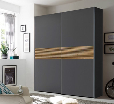 Sophisticated Time Graphite Sliding Door Wardrobe 1700mm x 1950mm x ...