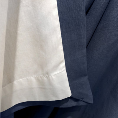 Sorbonne 100% Cotton Light Filtering Plain Dyed Navy Eyelet Curtains