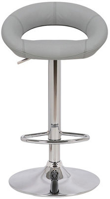 Sorrento Real Leather Breakfast Bar Stool, Chrome Footrest, Height Adjustable Swivel Gas Lift ...