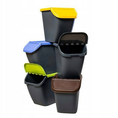 Sorting Waste Bin Recycling 23L Trash Segregation Stackable Lidded Set ...