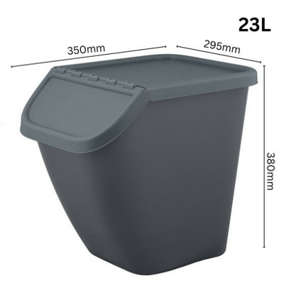 Sorting Waste Bin Recycling 23L Trash Segregation Stackable Lidded Set of 5 Colours