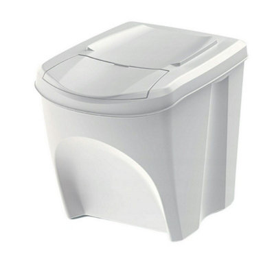 Sorting Waste Bins Recycling Set Segregation Stackable 1 x 25L White