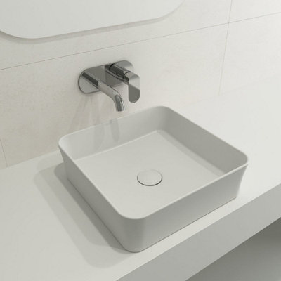 Sottile Slim Line Countertop Basin - 39x39cm, M.White