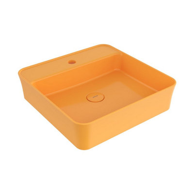 Sottile Slim Line Countertop Basin - 45x45cm 1TH, G.Mandarin Yellow