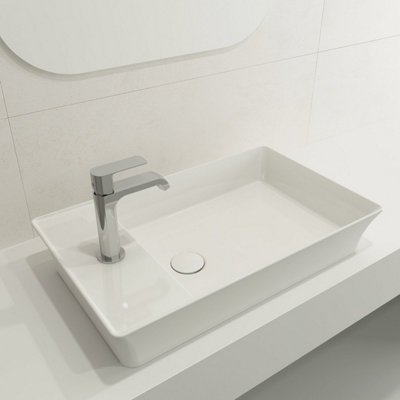 Sottile Slim Line Countertop Basin - 64x40cm 1TH, G.White
