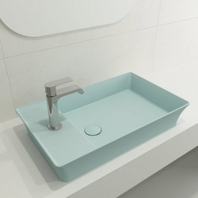 Sottile Slim Line Countertop Basin - 64x40cm 1TH, M.Ice Blue