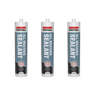 Soudal All Weather Sealant Clear 290ml-Weatherproof, High-performance - Pack of 3 | DIY at B&Q