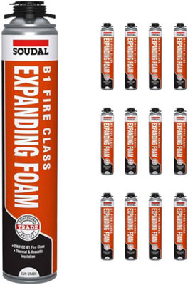 Soudal B1 Fire & Acoustic PU Foam Gun Grade 750ml Pack of 12
