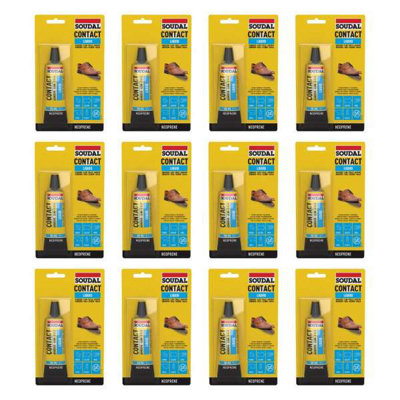Soudal Contact Liquid Neoprene Glue 50ml - Waterproof, Clear - Pack of 12