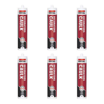 Soudal Decorators Caulk White 290ml - Pack of 6