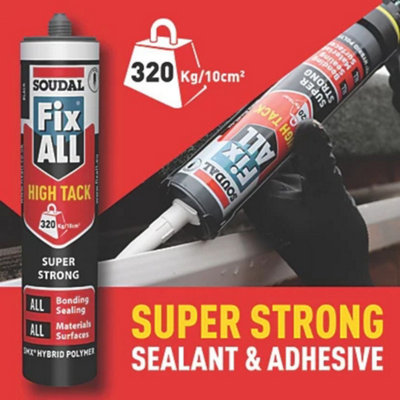 Soudal Fix ALL High Tack Black 290ml x 2 Pack Strong Adhesive Sealant Glue