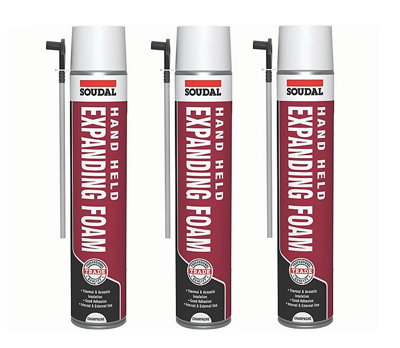 Soudal Hand Held Expanding Foam Gun Grade 750ml Pack of 3