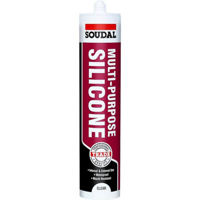 Soudal Multi Purpose Silicone Sealant, Clear 270ml (121644) (Pack of 3)