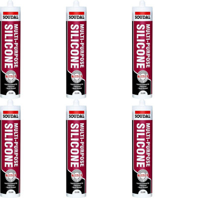 Soudal Multi Purpose Silicone Sealant, Clear 270ml (Pack of 6)