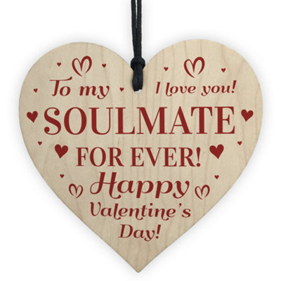 SOULMATE Gift For Valentines Wood Heart Gift For Women Gift For Men Him ...